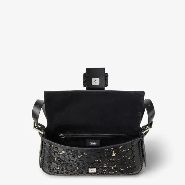 Fendi Baguette® 26424 Black Carved Leather Bag